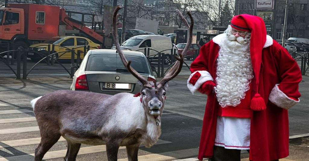 Moş Crăciun şi-a găsit renii cu coarnele ridicate după ce a parcat 5 ...