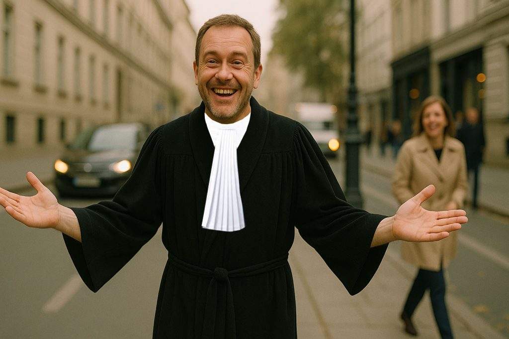 Bărbat în halat de baie, confundat cu un judecător în robă. S-a trezit ...